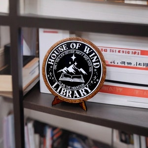 House of Wind Library Acotar Bookshelf Sign Wooden Shelf Sitter With ...