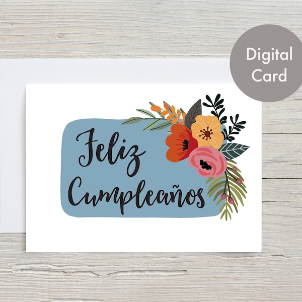 Feliz Cumpleanos Digital Card - Etsy