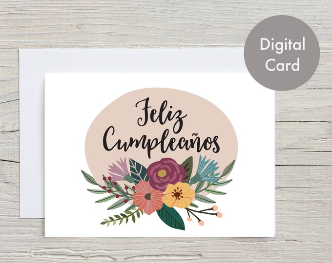Feliz Cumpleanos Birthday Card in Spanish Digital Download - Etsy