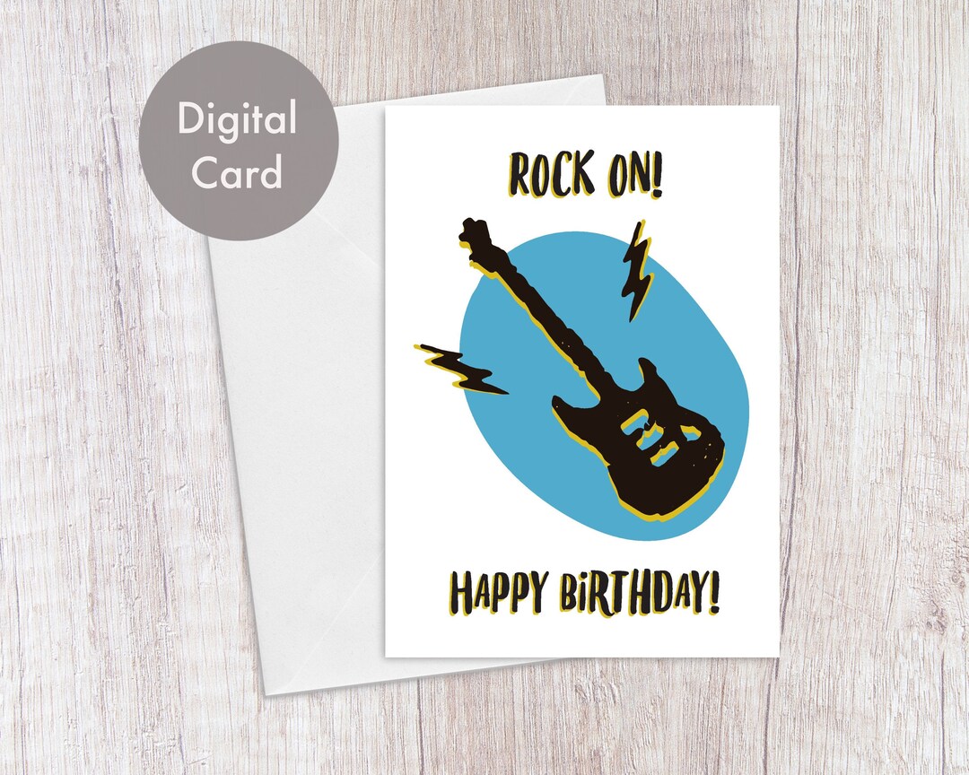 Happy Birthday Card for Boyfriend, Blank Cards 5x7, Rock Star Birthday ...