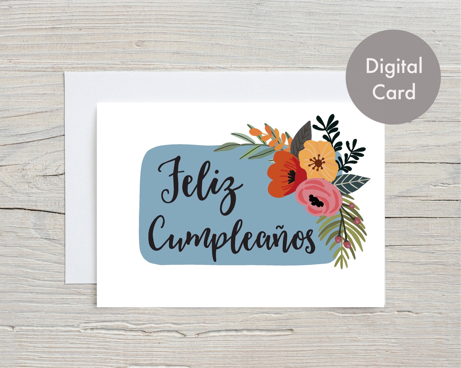Feliz Cumpleanos, Birthday Card in Spanish, Happy Birthday Card Digital ...