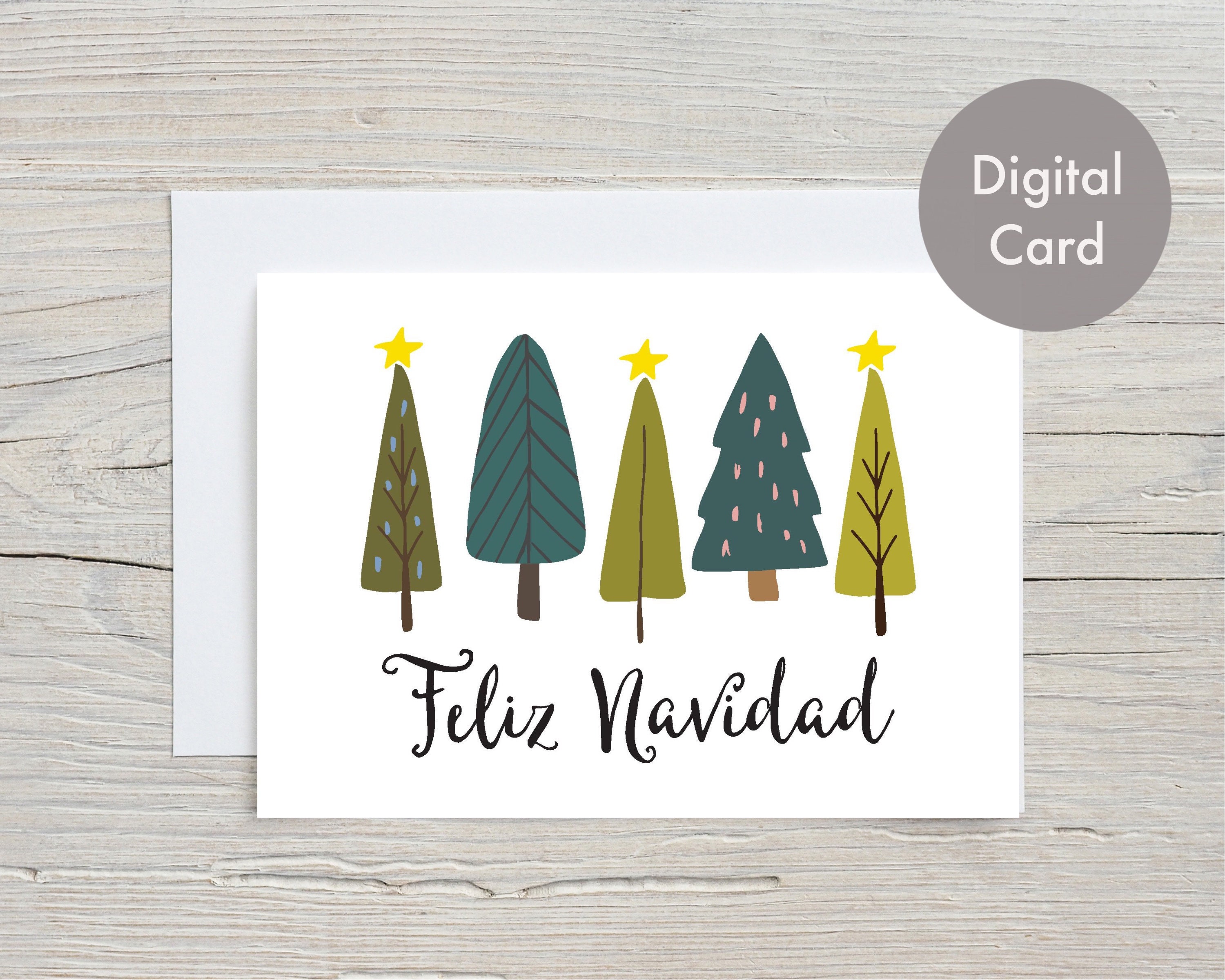 Feliz Navidad Card, Merry Christmas Card in Spanish, Digital, Printable ...