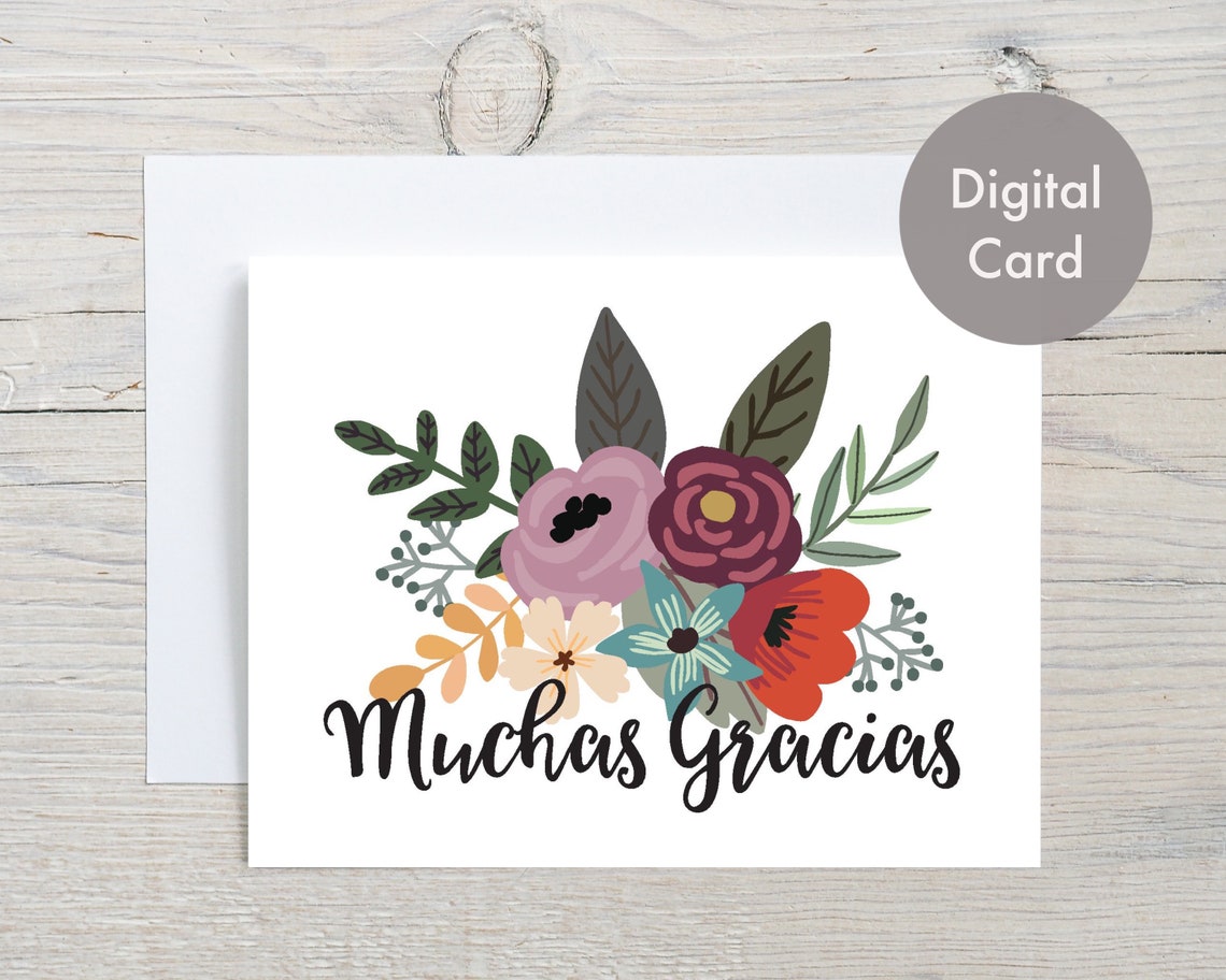 Muchas Gracias Card Thank You Cards in Spanish Printable - Etsy