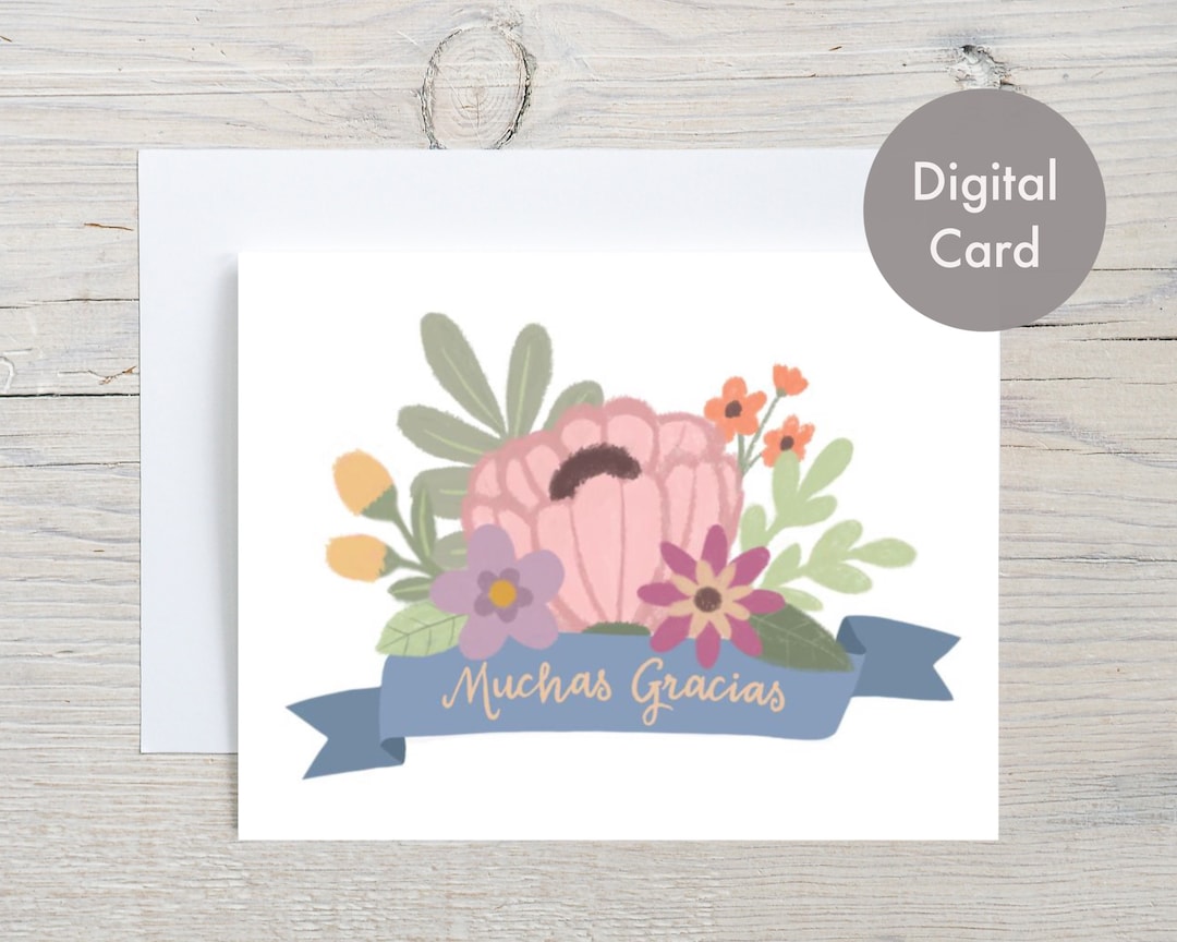 Muchas Gracias Card, Thank You Cards in Spanish, Printable Teacher ...