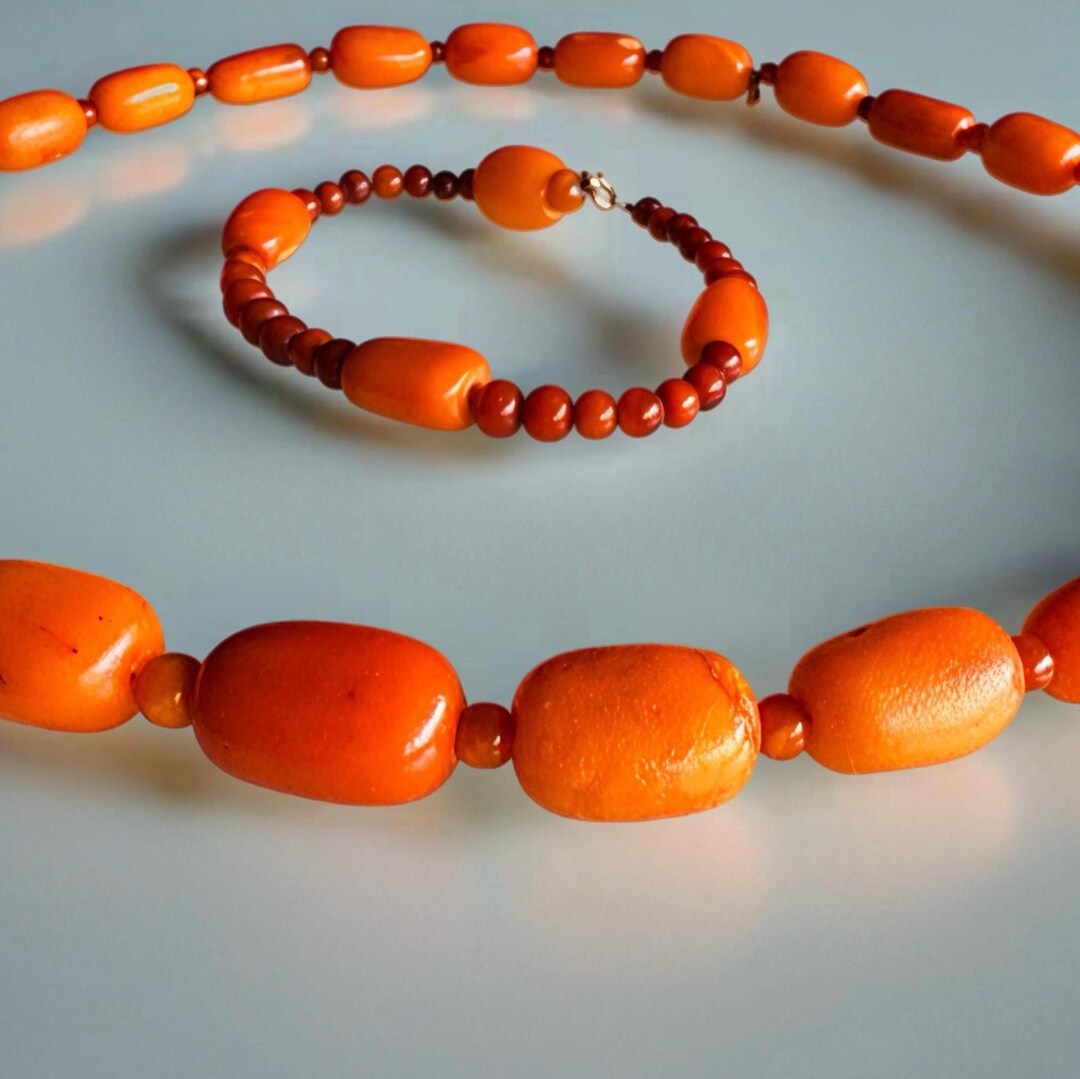Antique Amber Bead Bracelet – Victorian Era Butterscotch Amber With ...