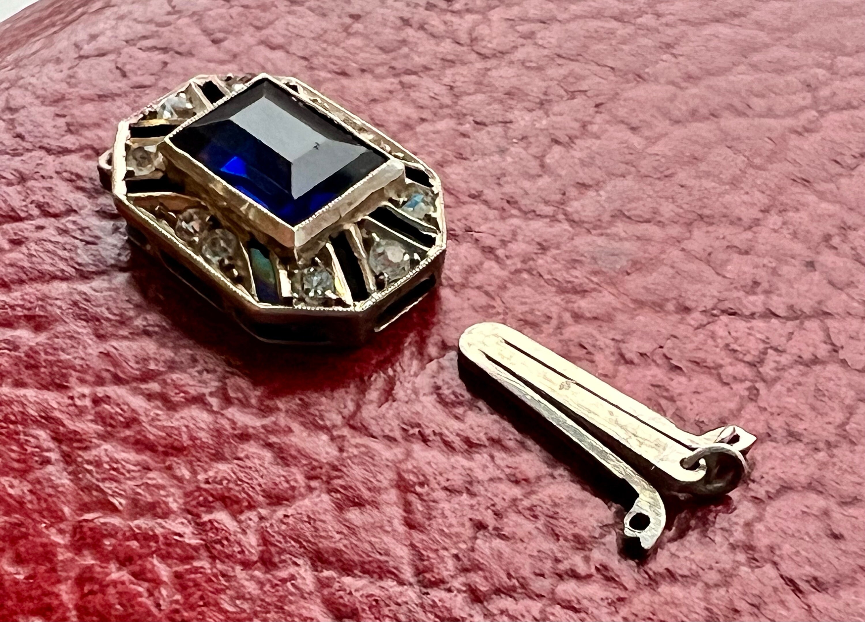 Antique Art Deco Sapphire Paste Box Clasp Catch Necklace Fastener in ...