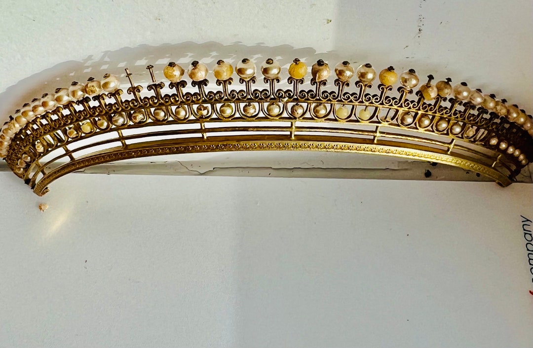 Antique Tiara With Faux Pearls Set in Ormolu Gilt - Etsy