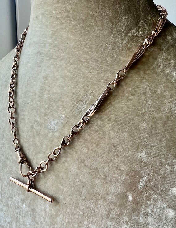 Antique Victorian 9ct rose gold Albert fetter link ch… - Gem