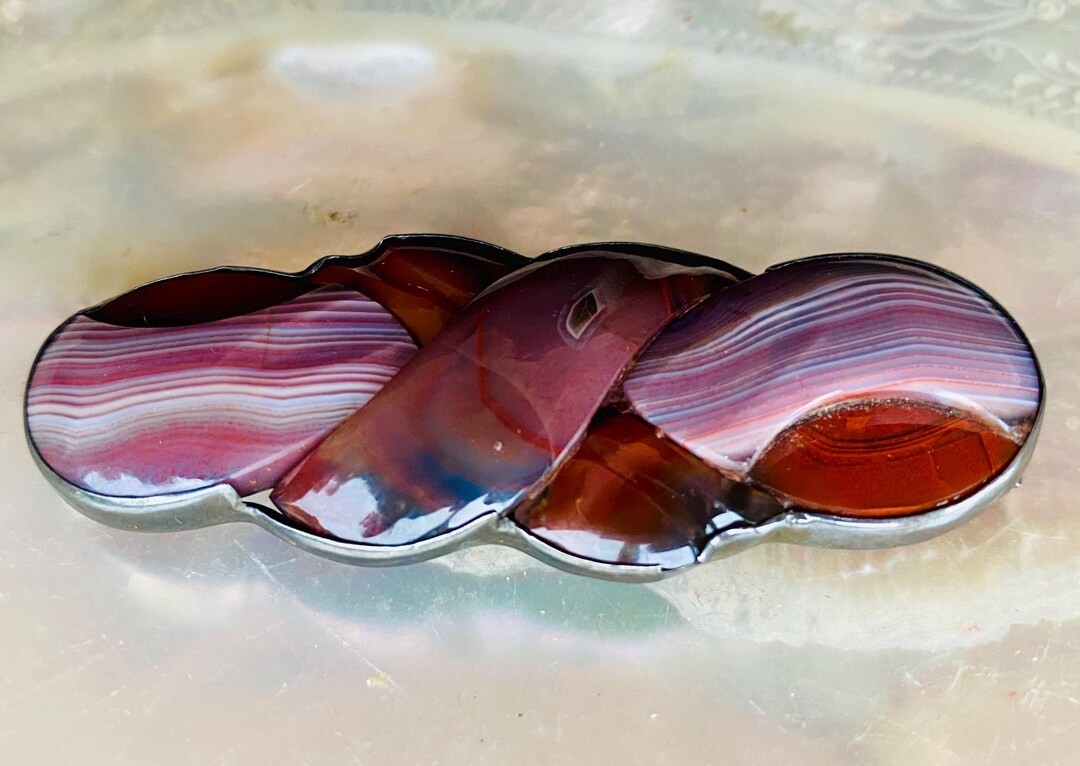Antique Scottish Silver Brooch Featuring an Intricate Knot Design, Set ...