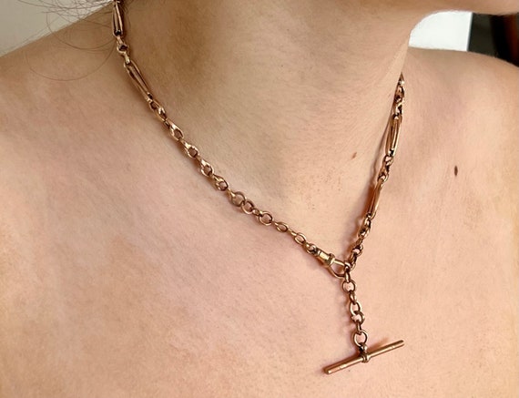 Antique Victorian 9ct rose gold Albert fetter link ch… - Gem