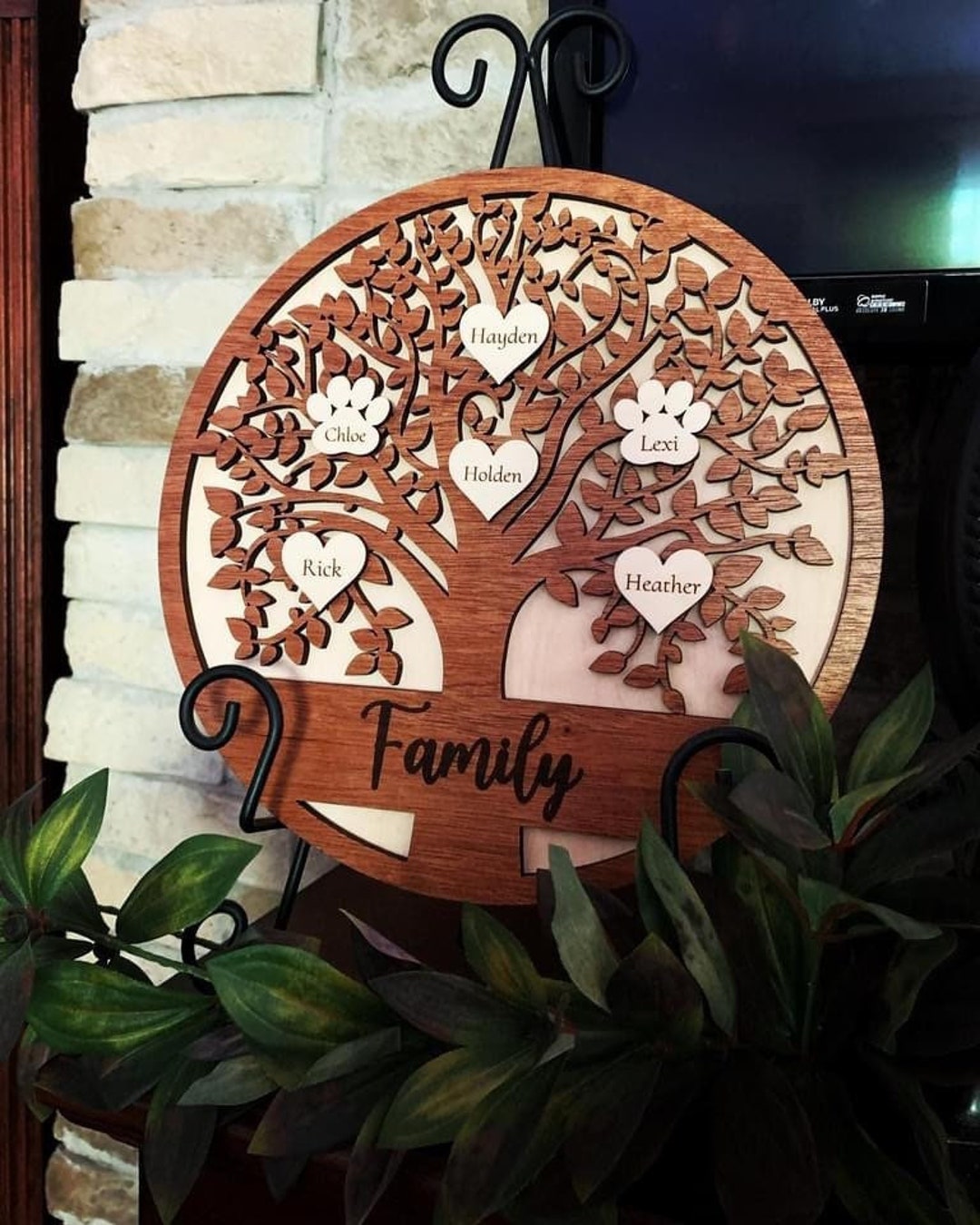 Custom Family Tree Mahogany Wood Laser Engraved - Etsy