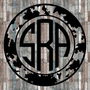 Cow Print Monogram Decal - Etsy