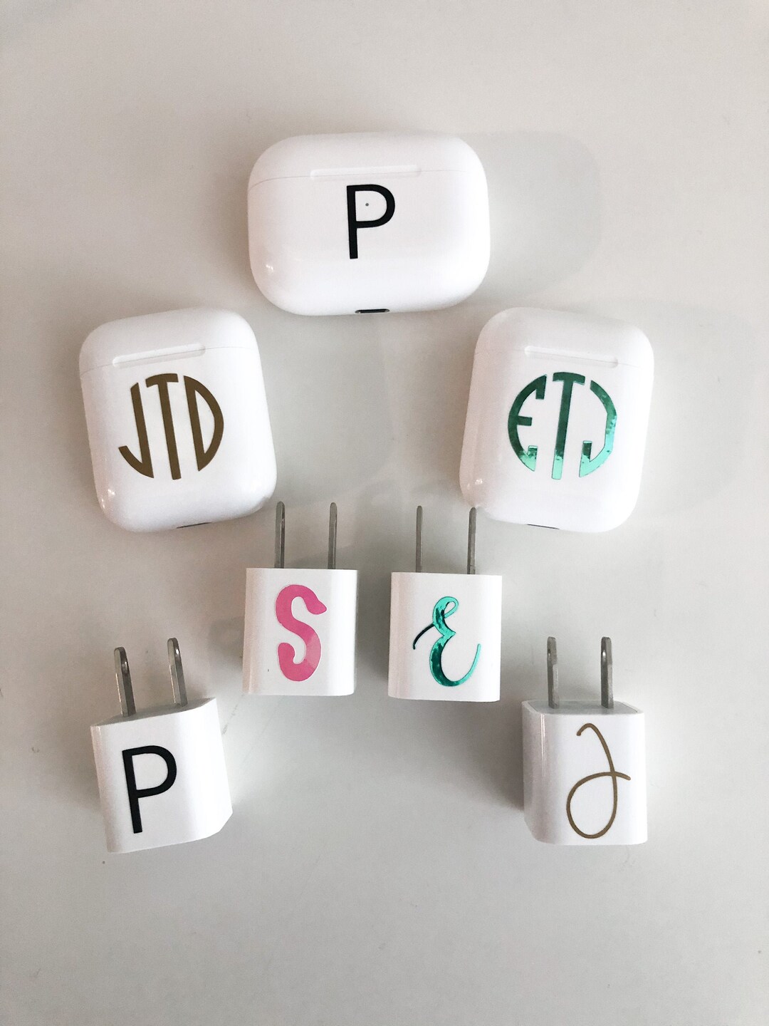 Apple Charger and AirPod Set of 4 Initial or Monogram Custom Labels - Etsy