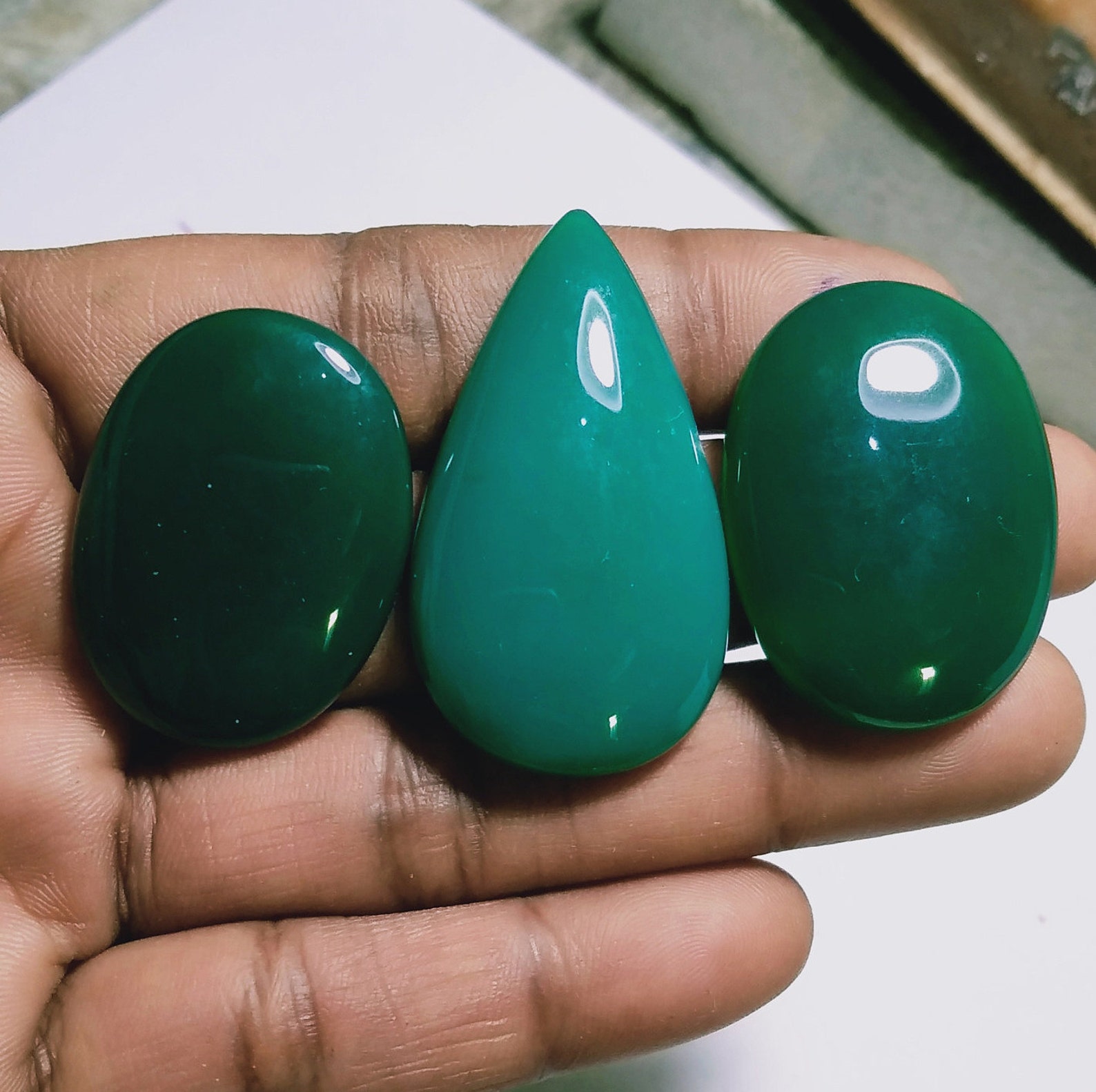 A1 Quality Green Onyx stone polished stone cabochon loose | Etsy