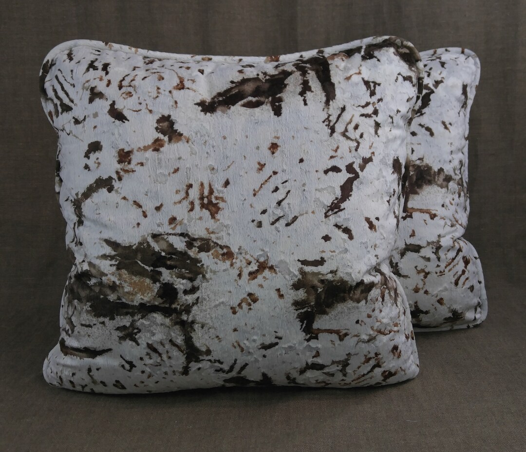 Pair of Crushed Velvet Animal Print Throw Pillows With Self Welt - Etsy