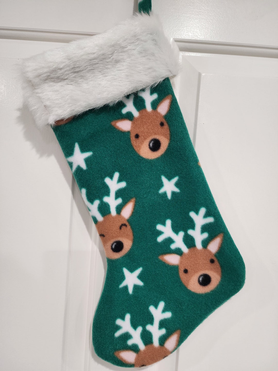 Personalized Fleece Christmas Stocking: Faux Fur Reindeer, Baby's First ...
