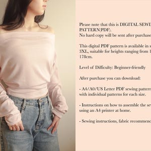 Bat Wing Off-shoulder Top Sewing Pattern PDF: Beginner Friendly XS-3XL ...