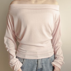 Bat Wing off Shoulder Top Sewing Pattern, Beginner Friendly Jersey Knit ...