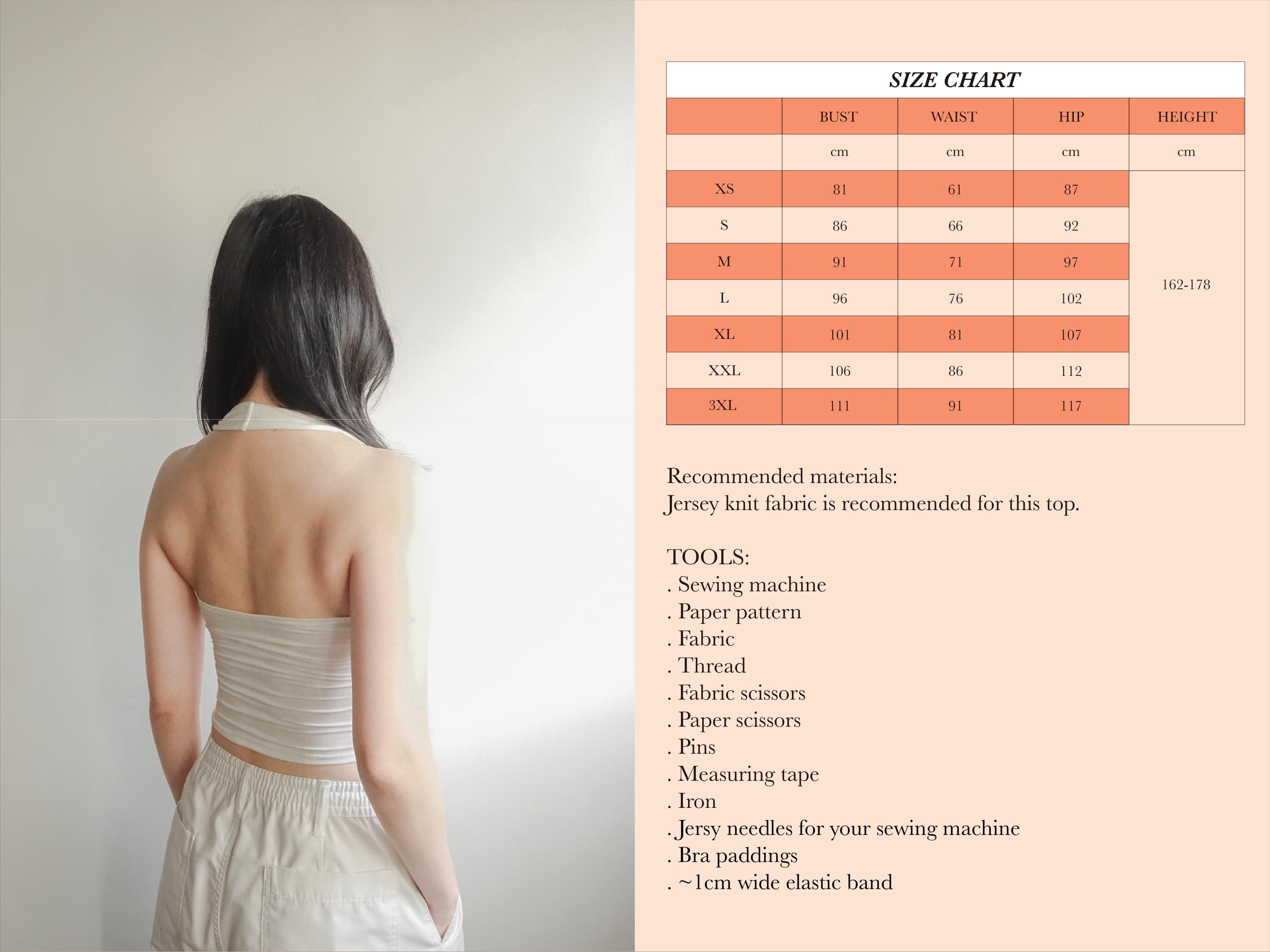 Halter Crop Top Sewing Pattern PDF: XS-3XL With Tutorial (digital ...