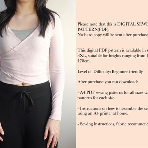 Ballet Wrap Top Sewing Pattern PDF Bell Sleeves Wrap Crop Top Sewing Pattern Beginner PDF ...
