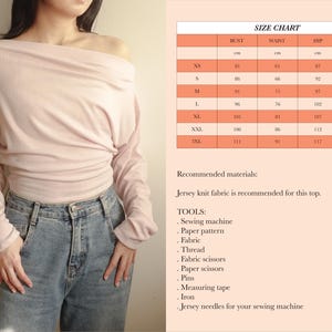 Bat Wing Off-shoulder Top Sewing Pattern PDF: Beginner Friendly XS-3XL ...