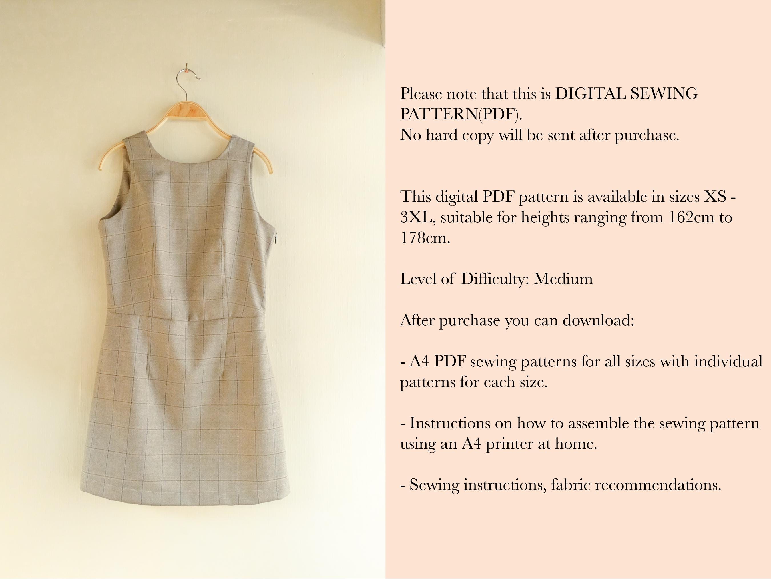 Backless Mini Dress Sewing Pattern PDF Space Age Dress Sewing Pattern ...