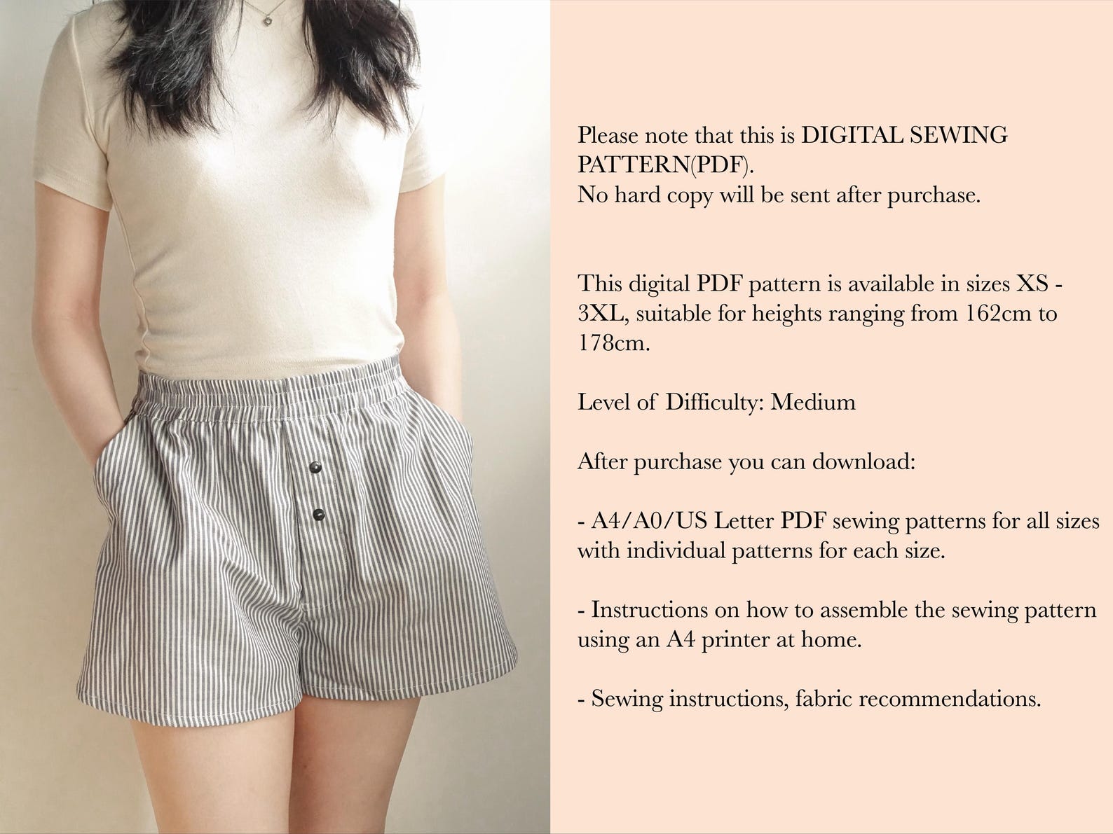 Women Boxer Scandi Shorts Sewing Pattern: Women's Sizes XS-3XL (PDF ...
