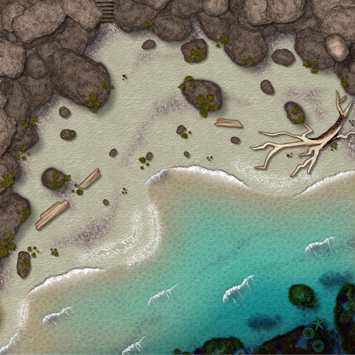 Dungeons and Dragons Beach Battle Map - Night/day - Dnd, D&D, 5e ...