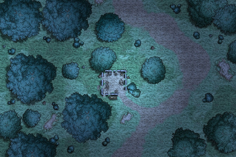 Dungeons and Dragons Forest Road and Ruins Battle Map - Night/day - Dnd ...