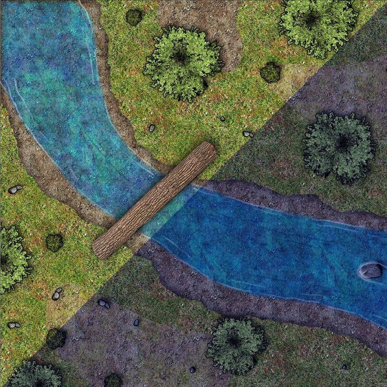 Dungeons and Dragons River Battle Map - Night/day - Dnd, D&D, 5e ...