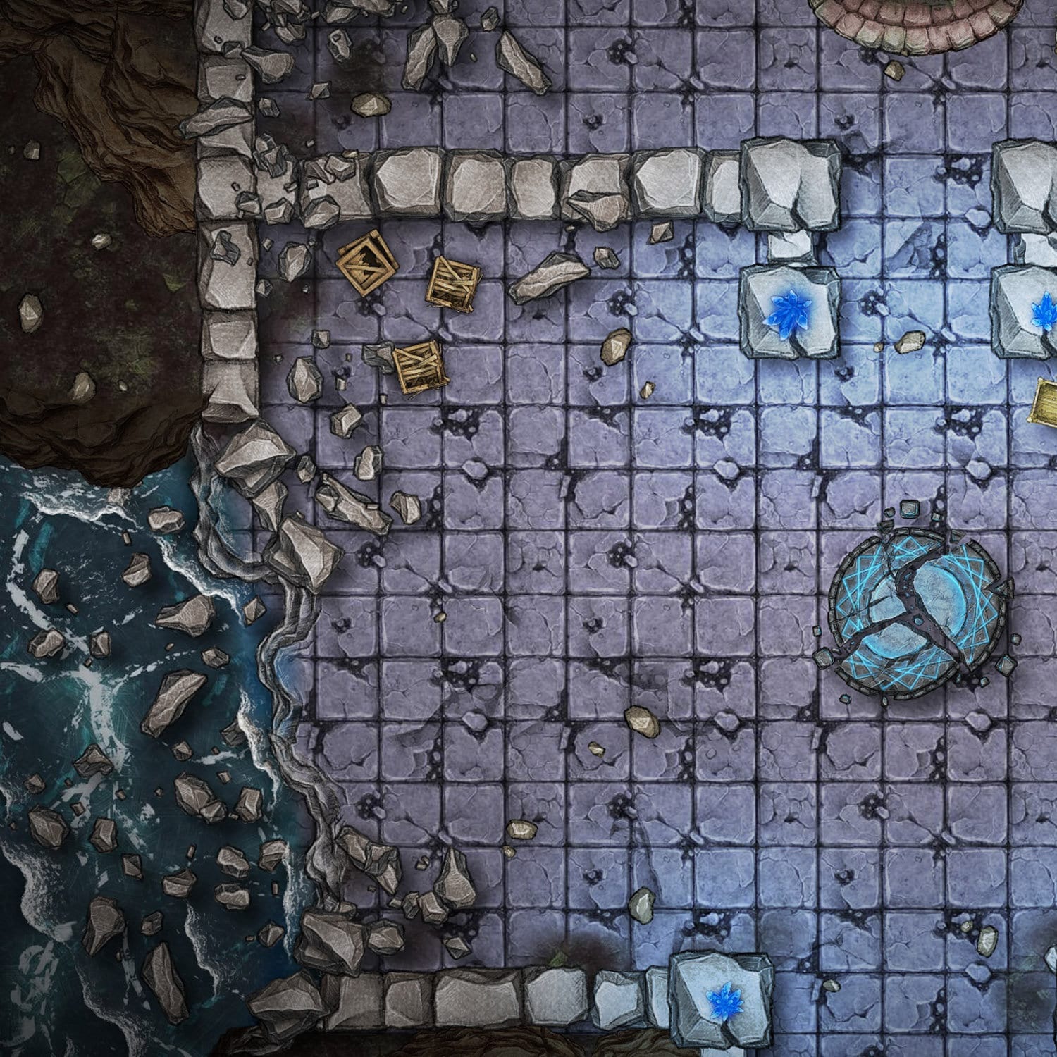 Dungeons And Dragons Ancient Chamber Battle Map Nightday Dnd Dandd 5e Roll20 Fantasy