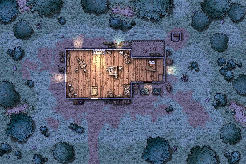 Dungeons and Dragons Forest Hideout / Cabin Battle Map - Night/day ...