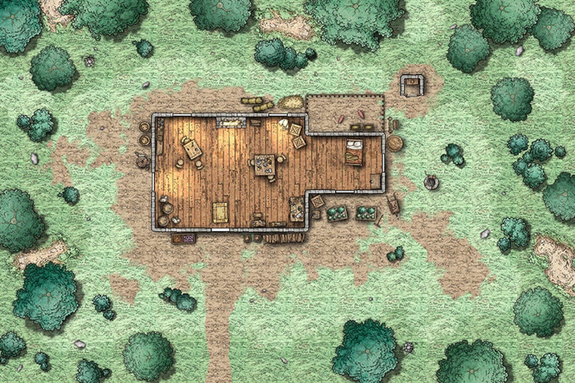 Dungeons and Dragons Forest Hideout / Cabin Battle Map - Night/day ... Dungeons and Dragons Forest Hideout / Cabin Battle Map - Night/day ...