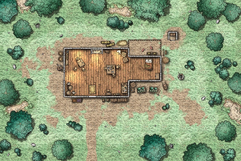 Dungeons and Dragons Forest Hideout / Cabin Battle Map - Night/day ...