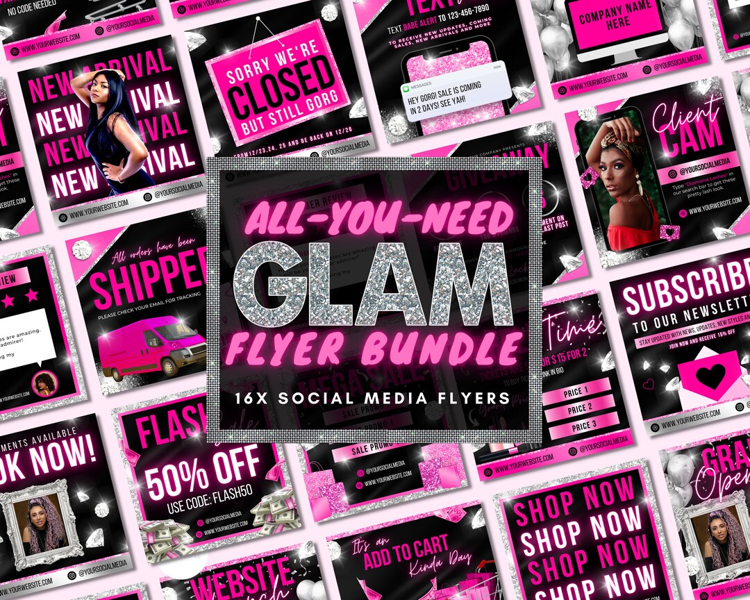 Social Media Flyer Bundle, DIY Flyer Template Design, Hair Bundle ...