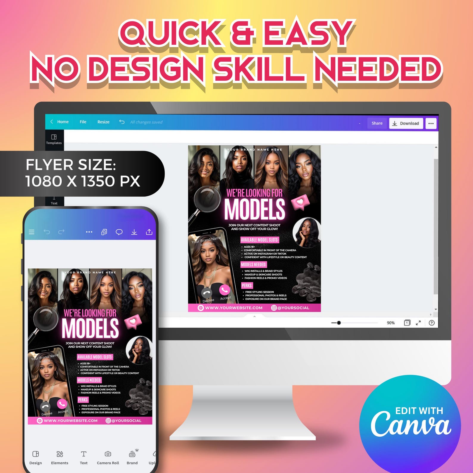 Looking for Models Flyer: Hair Model Call, Beauty Business Casting ...
