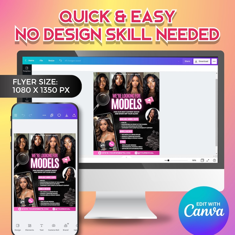 Looking for Models Flyer: Hair Model Call, Beauty Business Casting ...