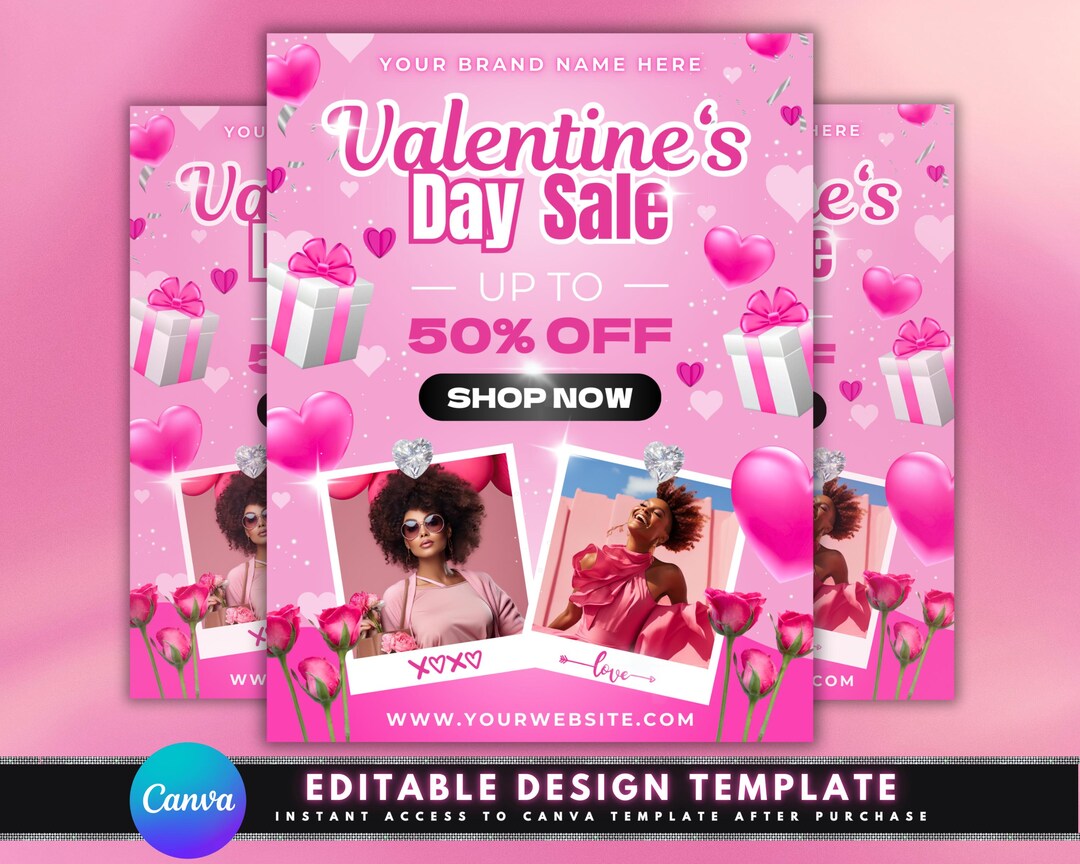 Valentine's Day Sale Flyer, DIY Flyer Template Design, February Flyer ...
