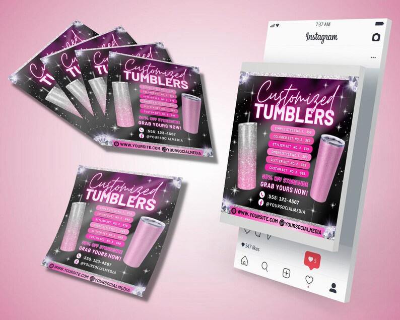 Customized Tumblers Flyer, DIY Flyer Template Design, Custom Printed ...