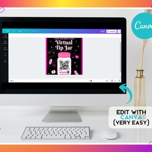 Virtual Tip Jar, DIY Flyer Template Design, QR Code Tip Jar, Cashless ...