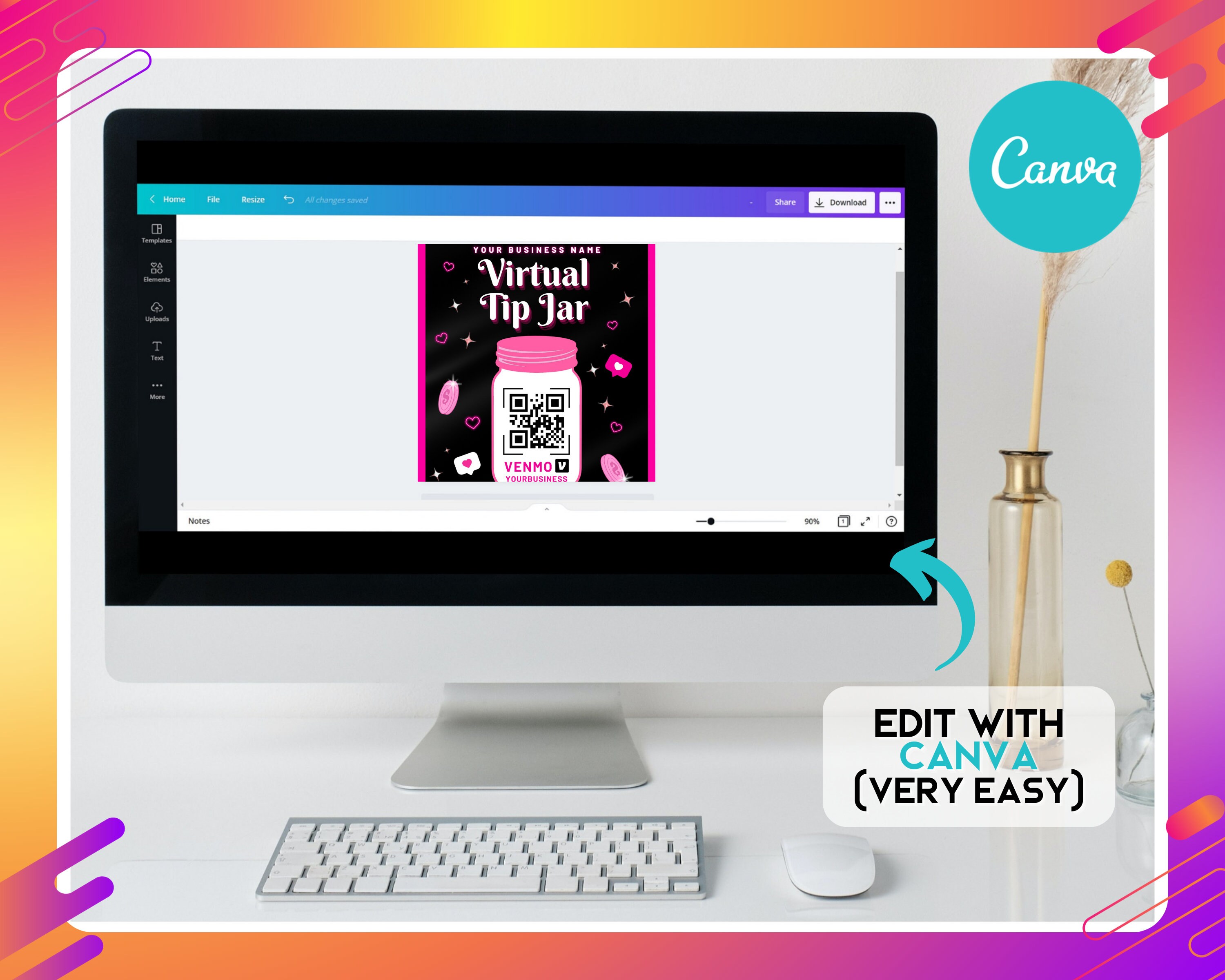 Virtual Tip Jar, DIY Flyer Template Design, QR Code Tip Jar, Cashless ...