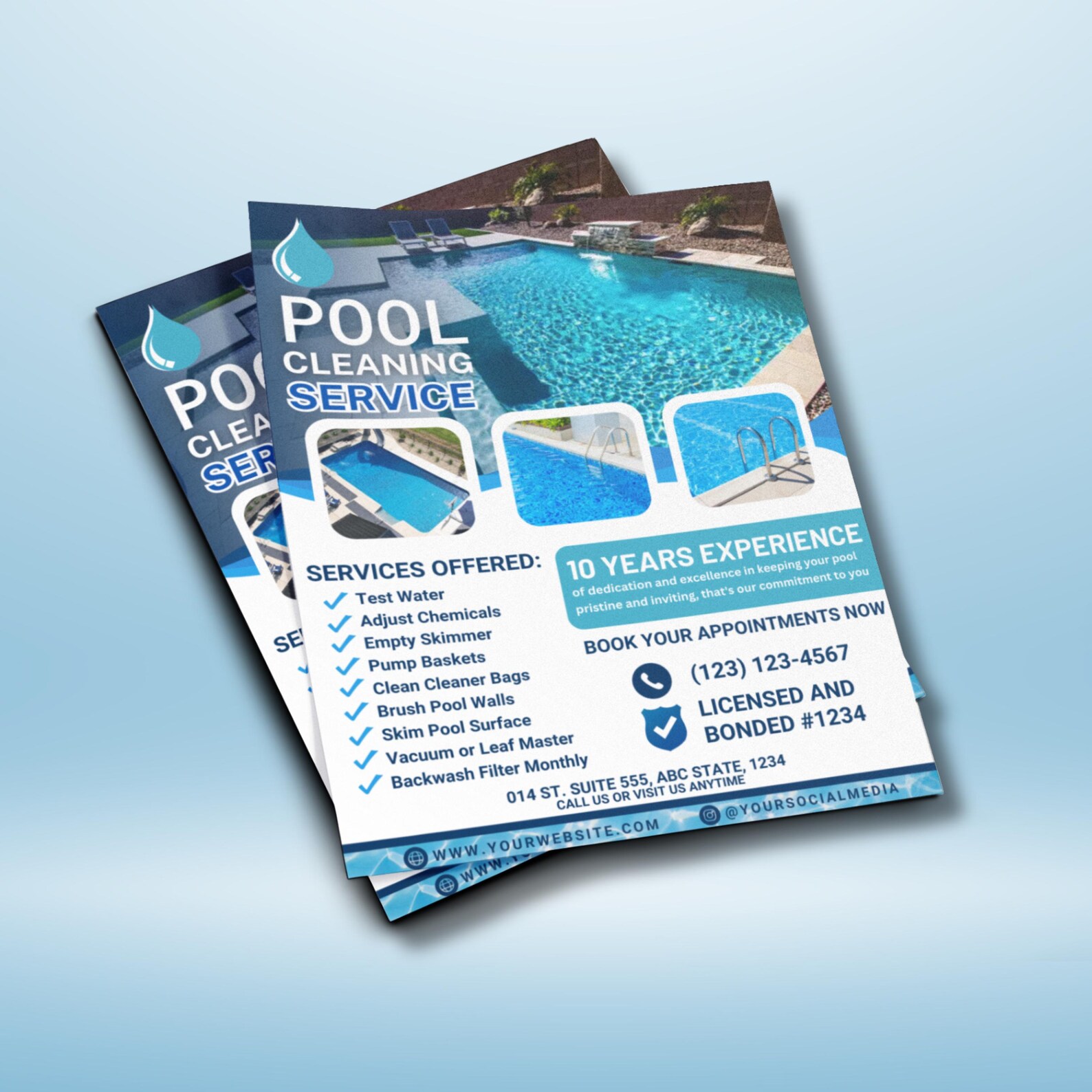 Pool Cleaning Service Flyer, DIY Flyer Template Design, Swimming Pool ...