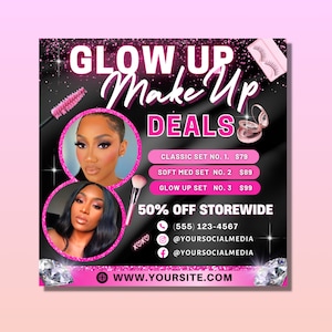 Makeup Deals Flyer, DIY Flyer Template Design, Make up Sale Flyer ...