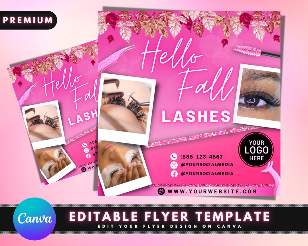 Fall Season Sale Flyer, DIY Flyer Template Design, Lash Flyer, Book Now ...