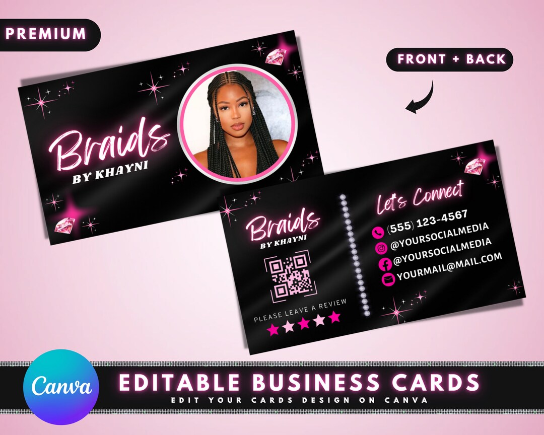 Hair Braiding Business Card, DIY Marketing Cards Design, Braids ...
