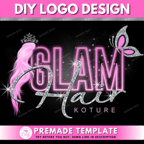 Hair Logo DIY Logo Design Template Hair Bundles Logo Beauty - Etsy
