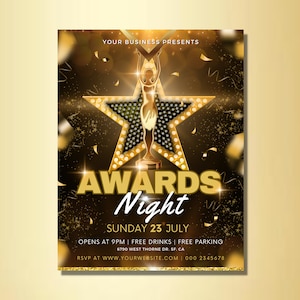 Awards Night Flyer, DIY Flyer Template Design, Business Event Flyer ...