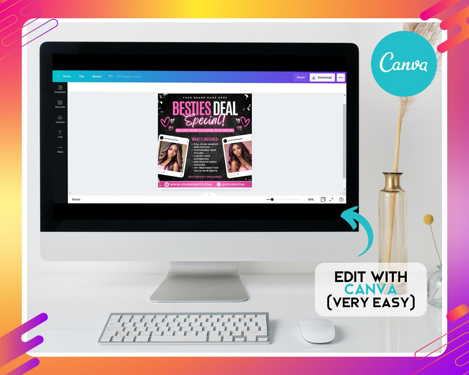 Best Friend Deals Flyer, DIY Flyer Template Design, Invite A Friend ...