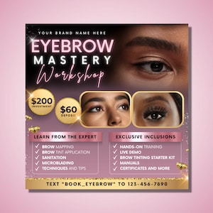 Eyebrow Masterclass Flyer, DIY Flyer Template Design, Eye Brow Tint ...