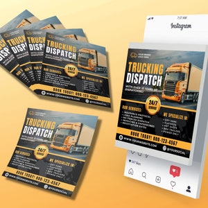 Trucking Dispatch Flyer, DIY Flyer Template Design, Transportation ...